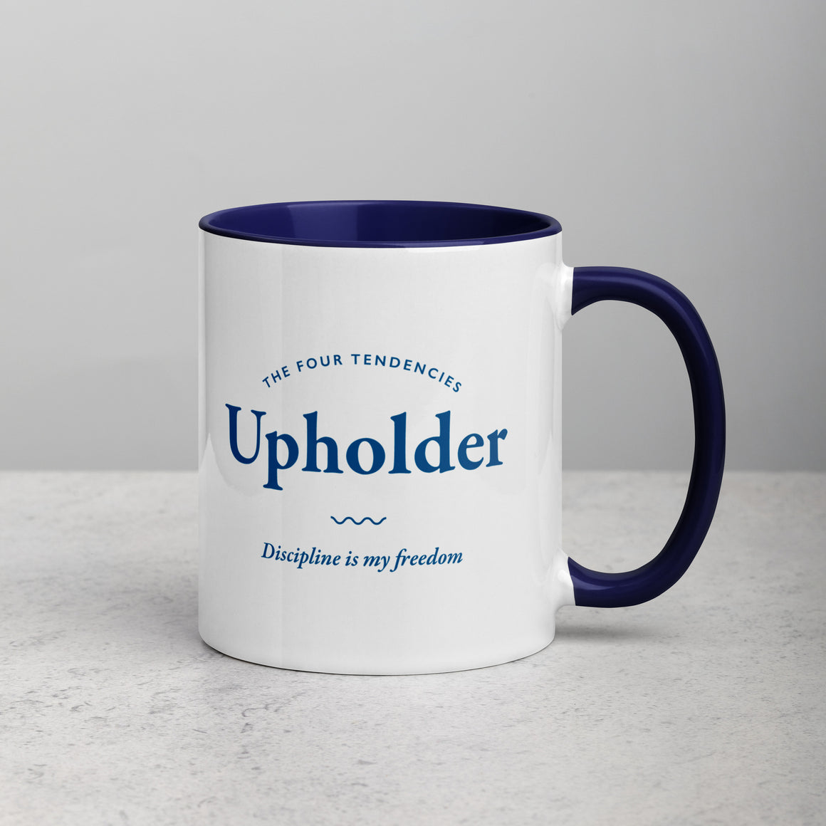 The Four Tendencies Blue and White “Upholder” Mug – The Happiness Project